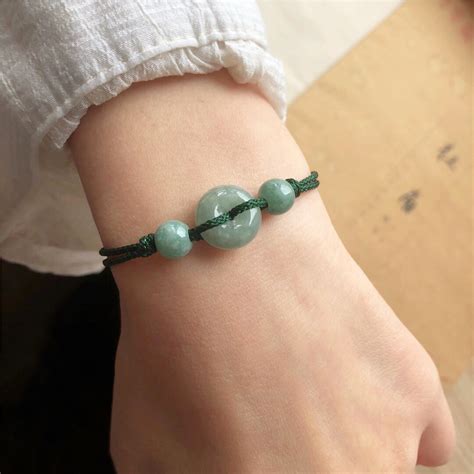 Natural Green Jade Bracelet For Women Mens Genuine Vintage Jadeite Red