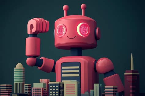 Giant Robot Overlooking Cityscape Premium Ai Generated Image