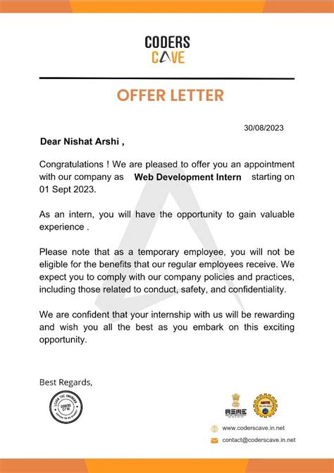 Nishat Arshi On Linkedin Coderscave Webdevelopment Internship