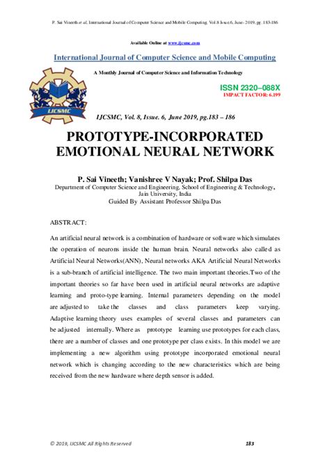 Pdf Prototype Incorporated Emotional Neural Network﻿ Ijcsmc Journal