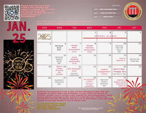 School Calendar January 2025 Brooklyn Charter School