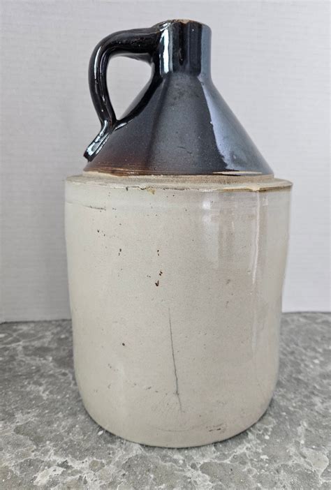 Antique Vintage Ceramic Whiskey Jug Pottery Stoneware Etsy