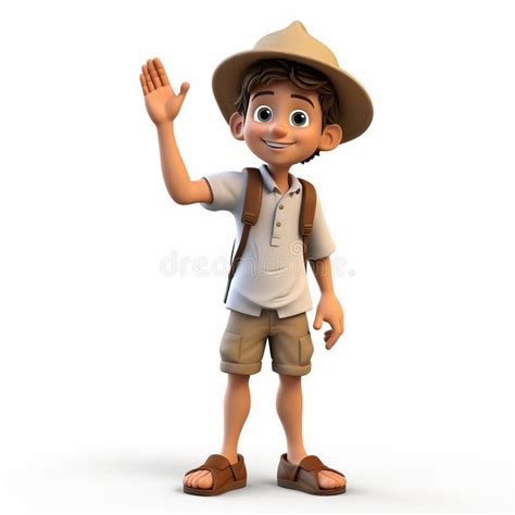 Daniel Cartoon Character 3d Render Full Body White Background Stock