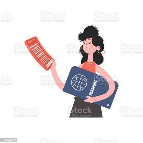 한 여성이 허리 깊숙이 서서 여권을 소지하고 있습니다 격리 프리젠 테이션 사이트를위한 요소 가방에 대한 스톡 벡터 아트 및 기타 이미지 Istock