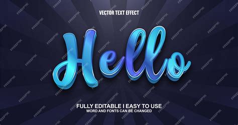Premium Vector Hello Fully Editable 3d Vector Text Effect
