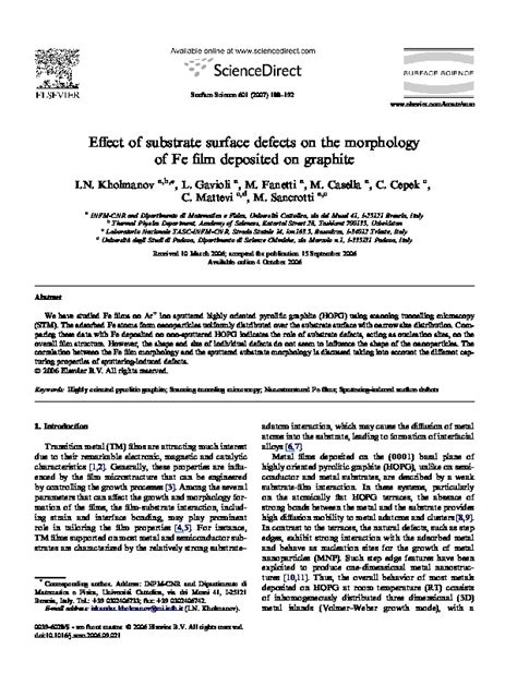 Report Pdf Effect Of Substrate Surface Defects On The Morphology Of