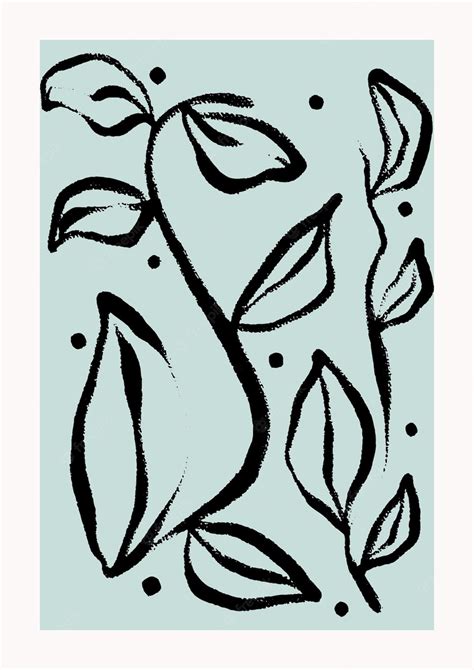 잉크 드로잉 포스터 아트 갤러리 템플릿 Linocut 복제 라인 아트 모더니스트 라인 아트 인쇄 프리미엄 벡터