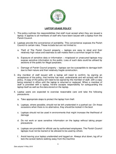 Fillable Online Computer Use Policy TemplateDownload And Use Today Fax Email Print PdfFiller