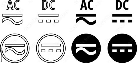 Alternating Current And Direct Current Sign Ac Dc Symbol Set Stock Vector Adobe Stock