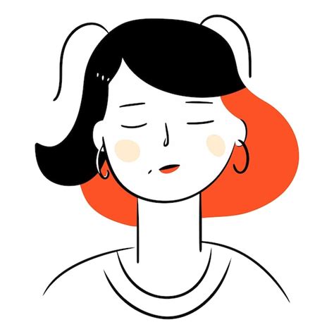 Векторная иллюстрация девушки с закрытыми глазами Премиум векторы