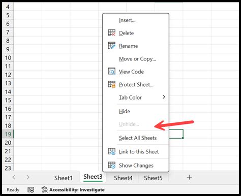 unhide hidden sheets in excel show worksheet tabs