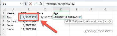 How To Calculate Age From Date Of Birth In Excel Groovypost