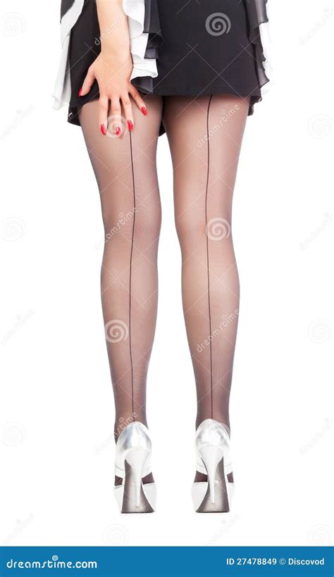Stylish Legs In Black Sheer Stockings Stock Image Image Of High