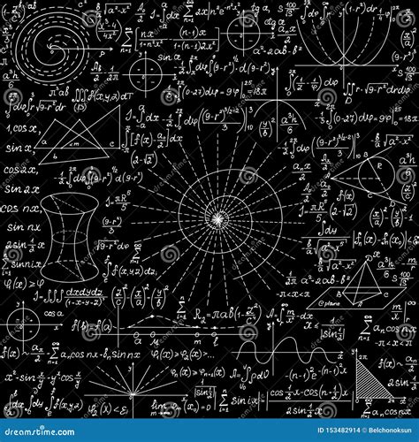 Math Educational Vector Seamless Background With Handwritten Formulas Figures Calculations