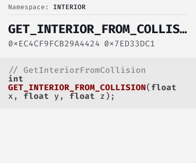 GetInteriorFromCollision FiveM Natives Cfx Re Docs