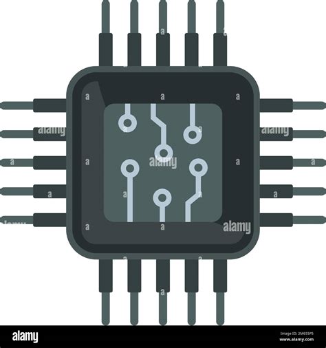 Micro Cpu Icon Flat Vector Computer Digital Core Data Isolated Stock