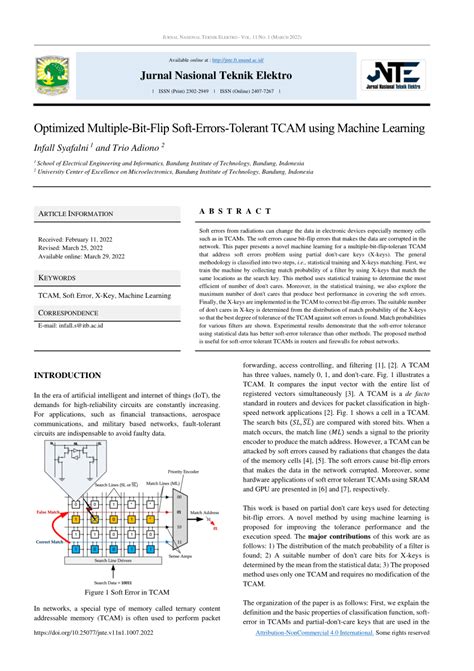 Pdf Optimized Multiple Bit Flip Soft Errors Tolerant Tcam Using Machine Learning