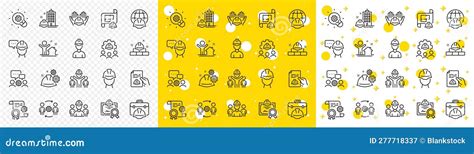 Engineering Line Icons Teamwork People And Technical Documentation Vector Stock Vector