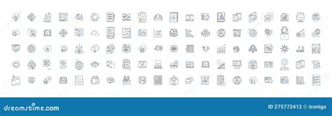 Digital Electronics Line Icons Collection Microcontroller Fpga