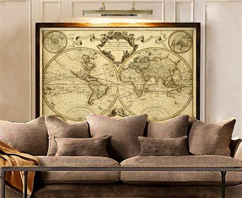 1720 Old World Map World Map Wall Art Historic Map Antique Style Map