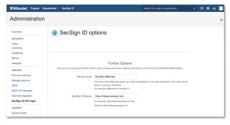 bitbucket tutorial 6 secsign 2fa