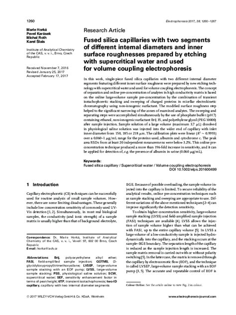 Pdf Fused Silica Capillaries With Two Segments Of Different Internal Diameters And Inner