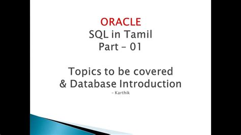 01 Topics To Be Covered In Oracle Sql Youtube