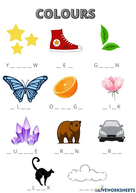 Colours Spell Free Interactive Worksheets 854407