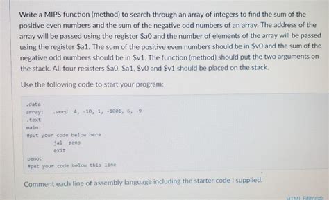 solved write a mips function method to search through an