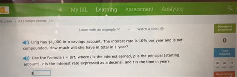 Solved My Ixl Learning Assessment Analytics Th Grade P 12 Simple