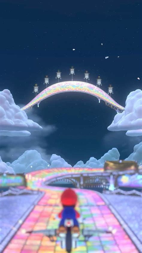Rainbow Road Mario Kart World Phone Wallpaper Rainbow Road Mario Kart