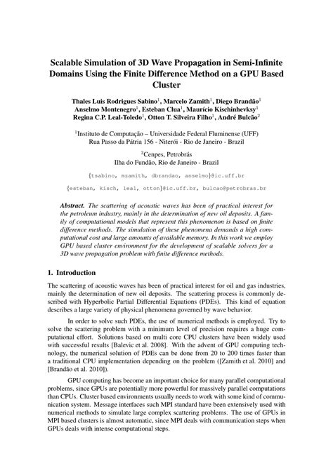 Pdf Scalable Simulation Of 3d Wave Propagation In Semi Infinite