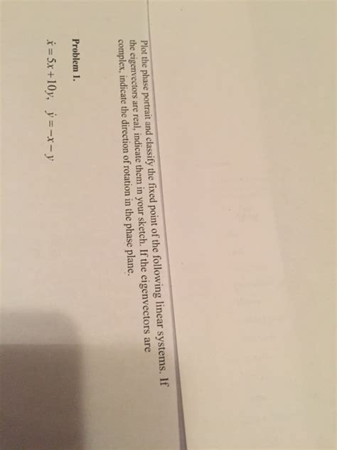 Solved Plot The Phase Portrait And Classify The Fixed Point Chegg