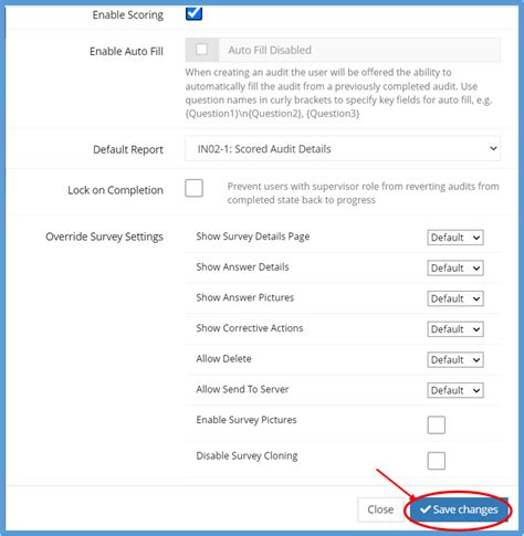 how to enable section scoring within the survey designer insight