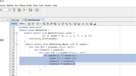 Selection Sort Pada Netbeans Youtube