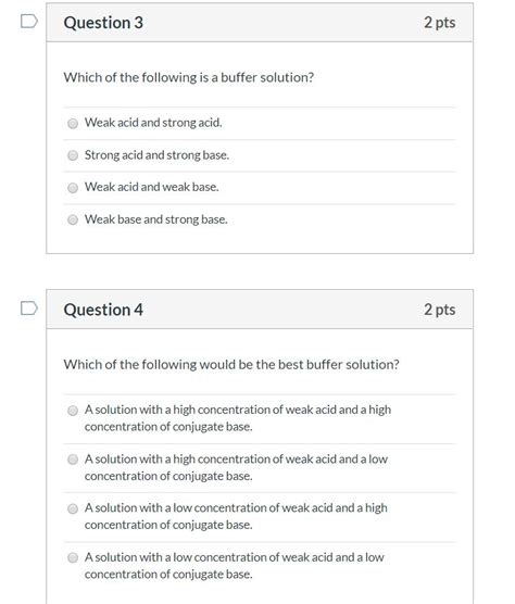 Solved Question Pts Which Of The Following Is A Buffer Chegg