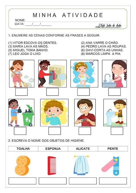 Atividades De Higiene Pessoal Educação Infantil