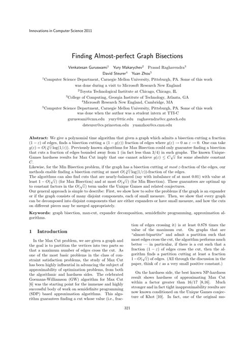 Pdf Finding Almost Perfect Graph Bisections