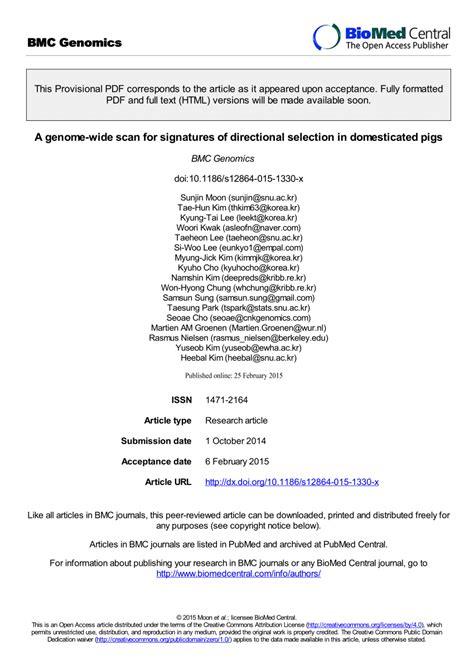 Pdf A Genome Wide Scan For Signatures Of Directional Selection In