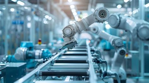 Premium Photo Sleek Futuristic Robotic Automation In Precision Industrial Assembly Line Production