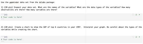 Solved Use The Gapminder Data Set From The Dslabs
