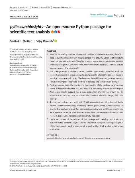 Pdf Pyresearchinsights—an Open‐source Python Package For Scientific