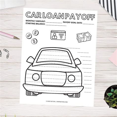 Car Loan Payoff Chart Printable Savings Tracker Sinking Funds