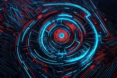 Technology Inspired Abstract Background Featuring Blue And Red Lines High End Tech Wallpaper
