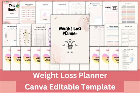 Weight Loss Planner Canva Template Kdp Graphic By Designmela01
