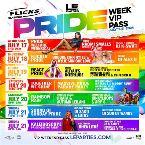 Flicks Pride Week Vip Pass San Diego Pride Le Parties