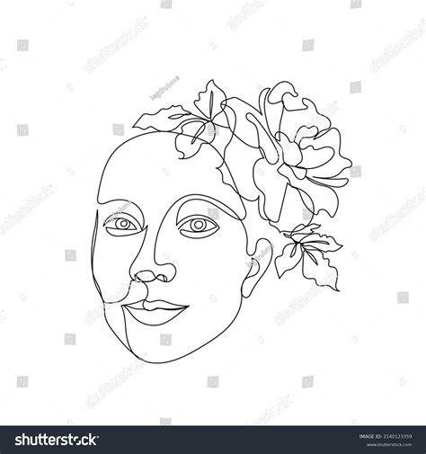 One Single Line Drawing Girl Face Stock Vector Royalty Free 2140123359 Shutterstock