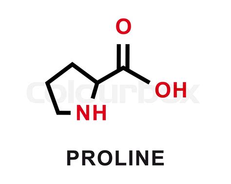 Proline Chemical Formula Proline Chemical Molecular Structure Vector Illustration Stock