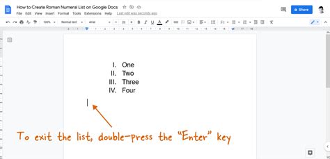How To Create Roman Numeral List On Google Docs