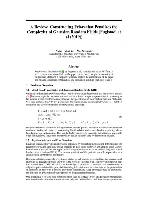 A Review Constructing Priors That Penalizes The Complexity Of Gaussian